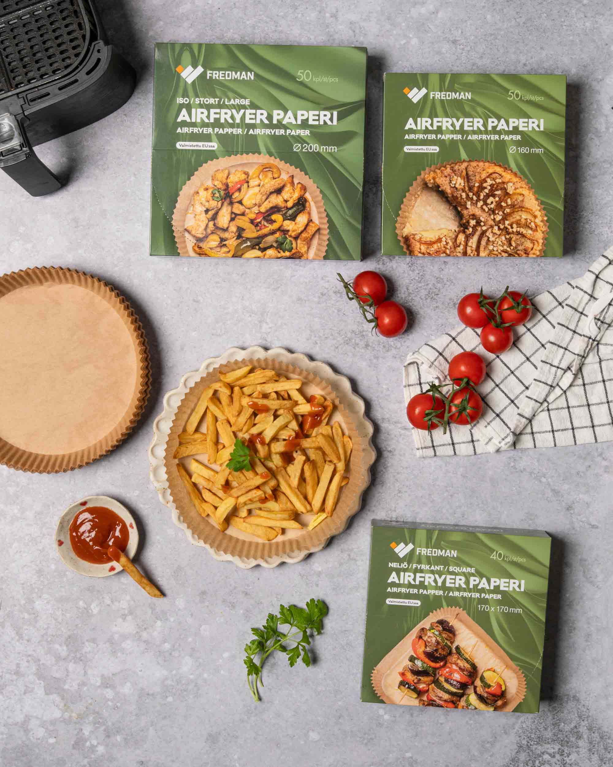 Airfryer-papereihin uusia kokoja ja muotoja - Fredman Group