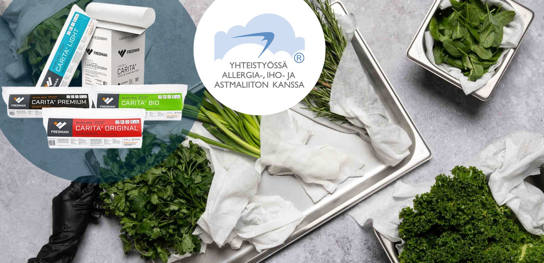 Ammattikeittiöiden Fredman Carita ‑kuituliinoille Allergiatunnus ...